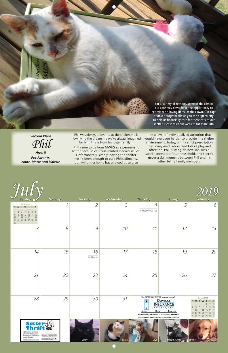 MetroWest Humane Society 2019 Calendar Fundraising