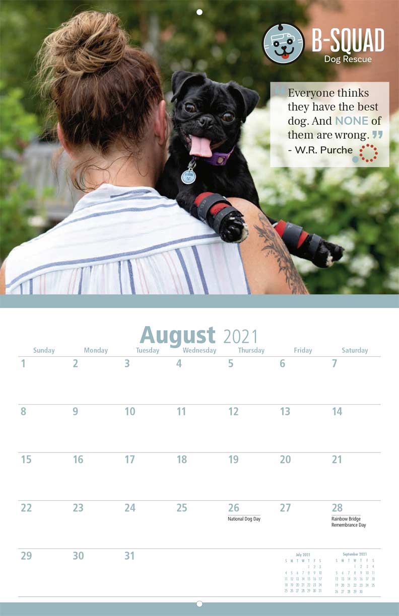 Fosters of B Squad Dog Rescue 2021 Calendar Fundraising