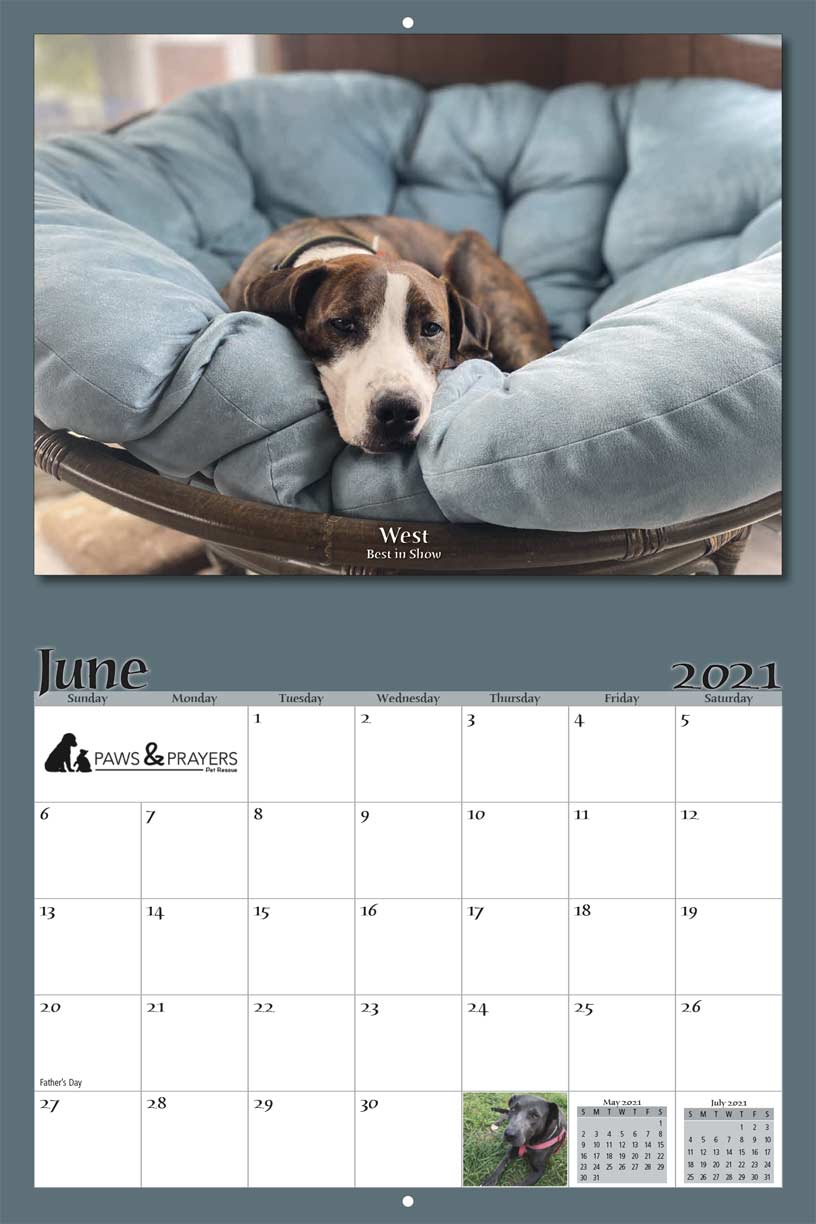 Paws and Prayers Pet Rescue 2021 Calendar Fundraising