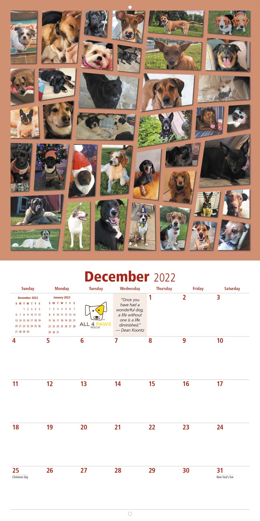 All 4 Paws Rescue 2022 Calendar Fundraising