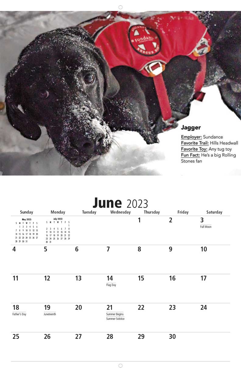 Wasatch Backcountry Rescue 2023 Calendar Fundraising