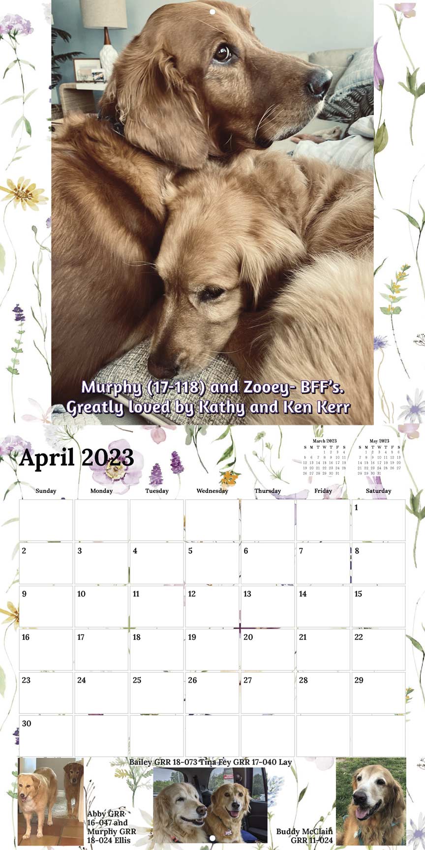 Gold Ribbon Rescue 2023 Calendar Fundraising