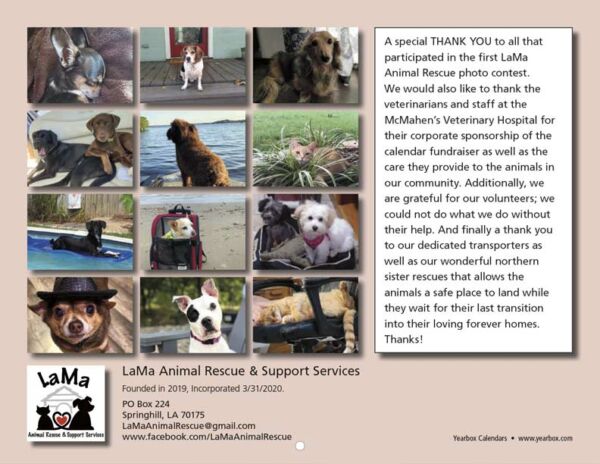 LaMa Animal Rescue 2023 Calendar FundraisIng