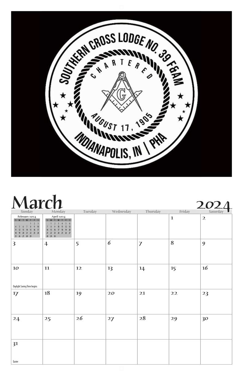 Prince Hall Central District 2024 Calendar - Yearbox Calendars