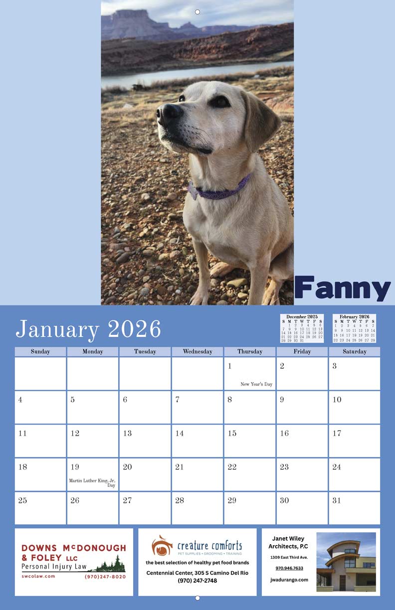 La Plata County Humane Society 2026 Calendar - Yearbox Calendars