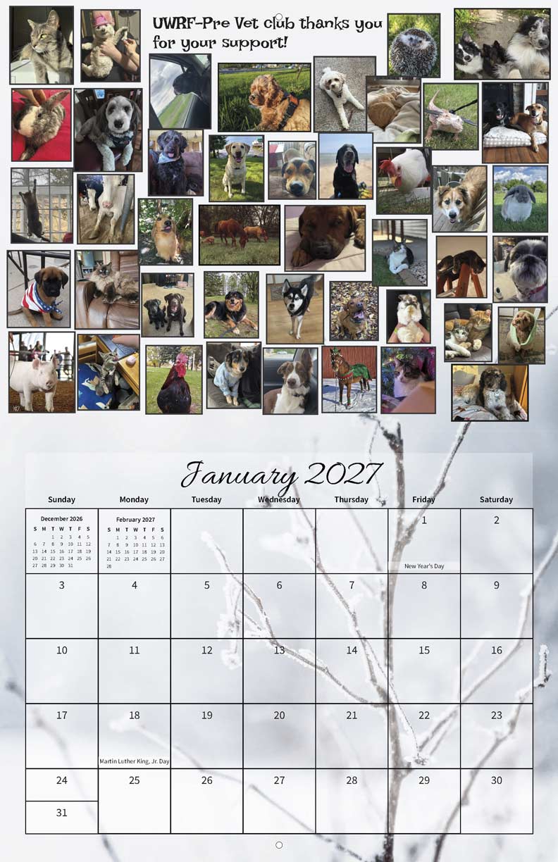 University of Wisconsin River Falls Pre-Veterinary Club 2026 Calendar ...