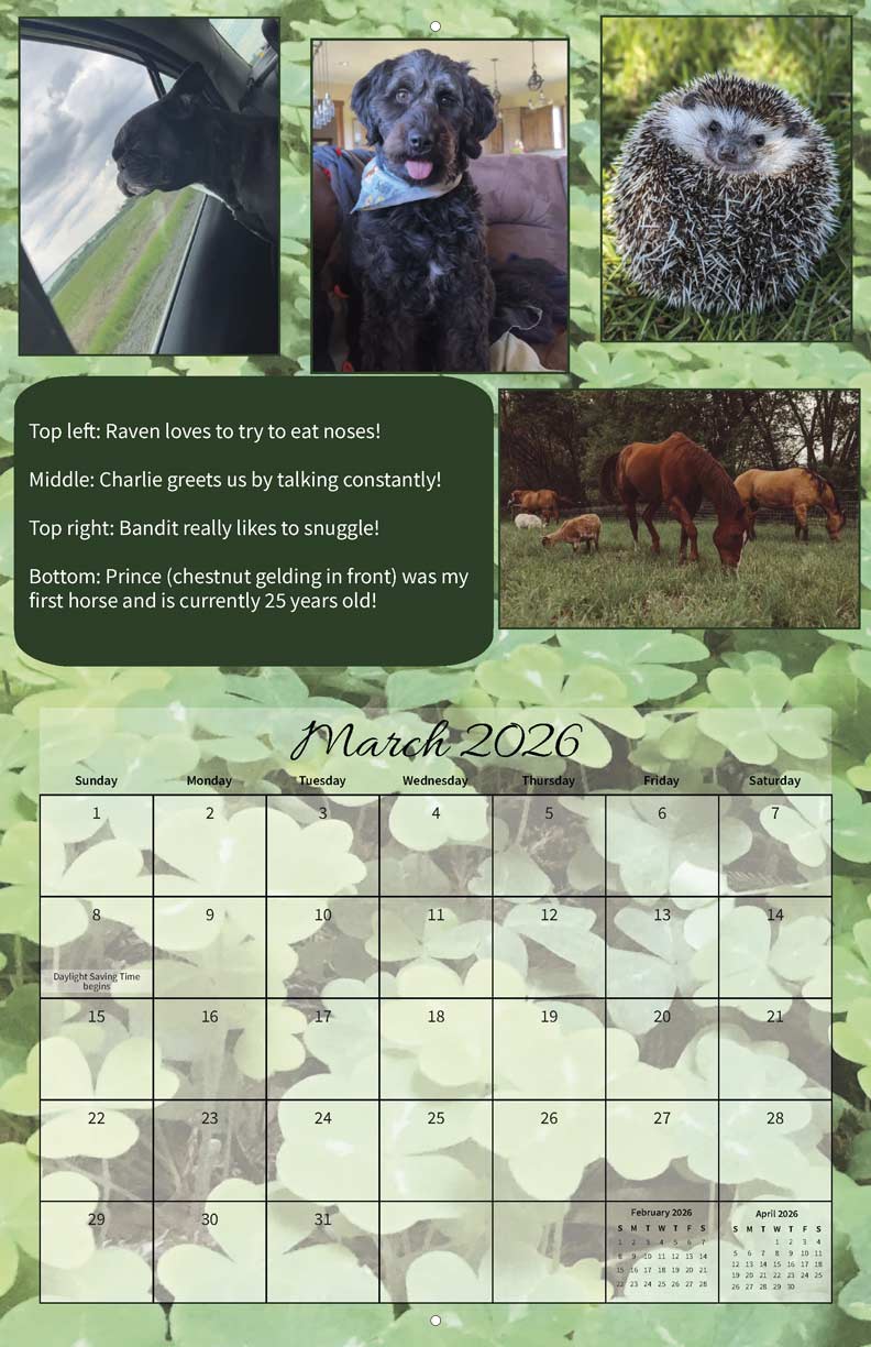 University of Wisconsin River Falls Pre-Veterinary Club 2026 Calendar ...
