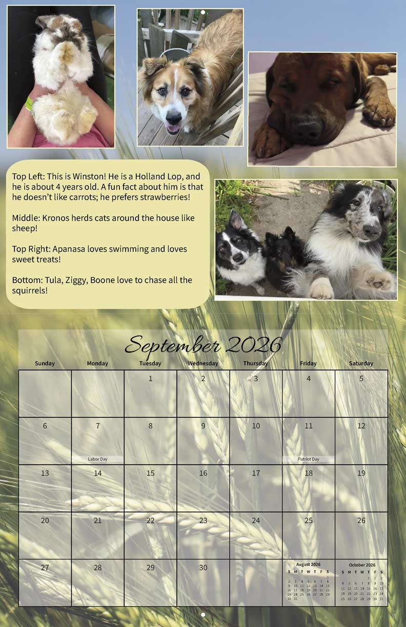University of Wisconsin River Falls Pre-Veterinary Club 2026 Calendar ...