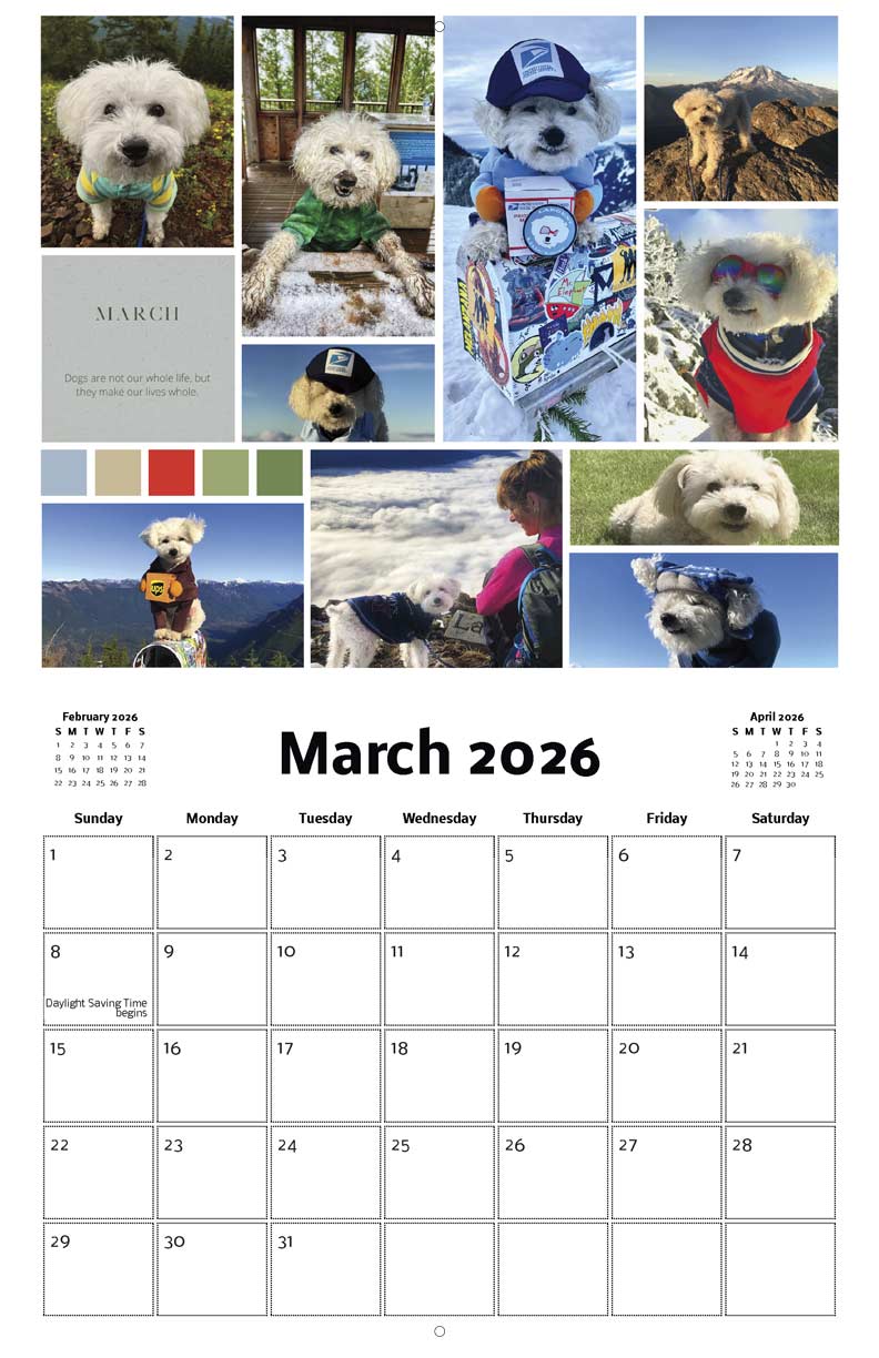 Largent the Adventure Dog 2026 Calendar - Yearbox Calendars