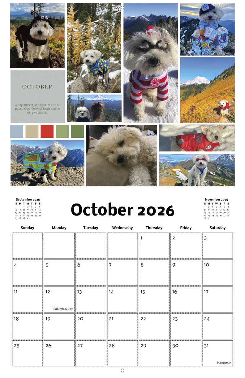 Largent the Adventure Dog 2026 Calendar - Yearbox Calendars